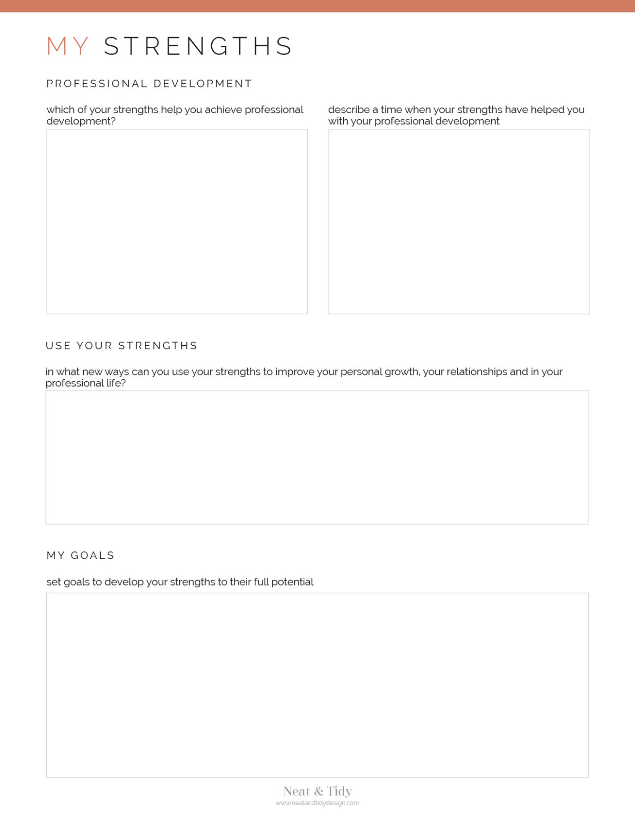 My Strengths Worksheet - Neat and Tidy Design