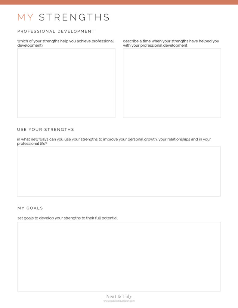 My Strengths Worksheet - Neat and Tidy Design