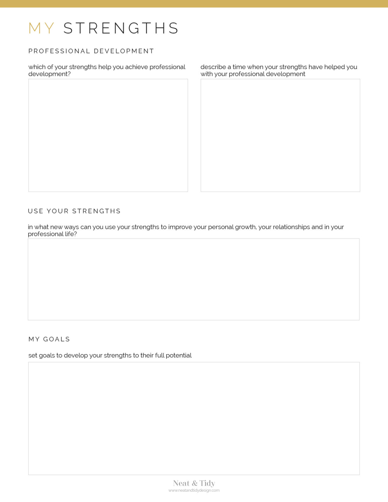My Strengths Worksheet - Neat and Tidy Design