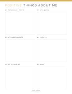 Positive Things About Me Worksheet - Neat and Tidy Design