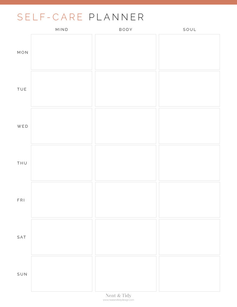 Weekly Self-Care Planner - Neat and Tidy Design