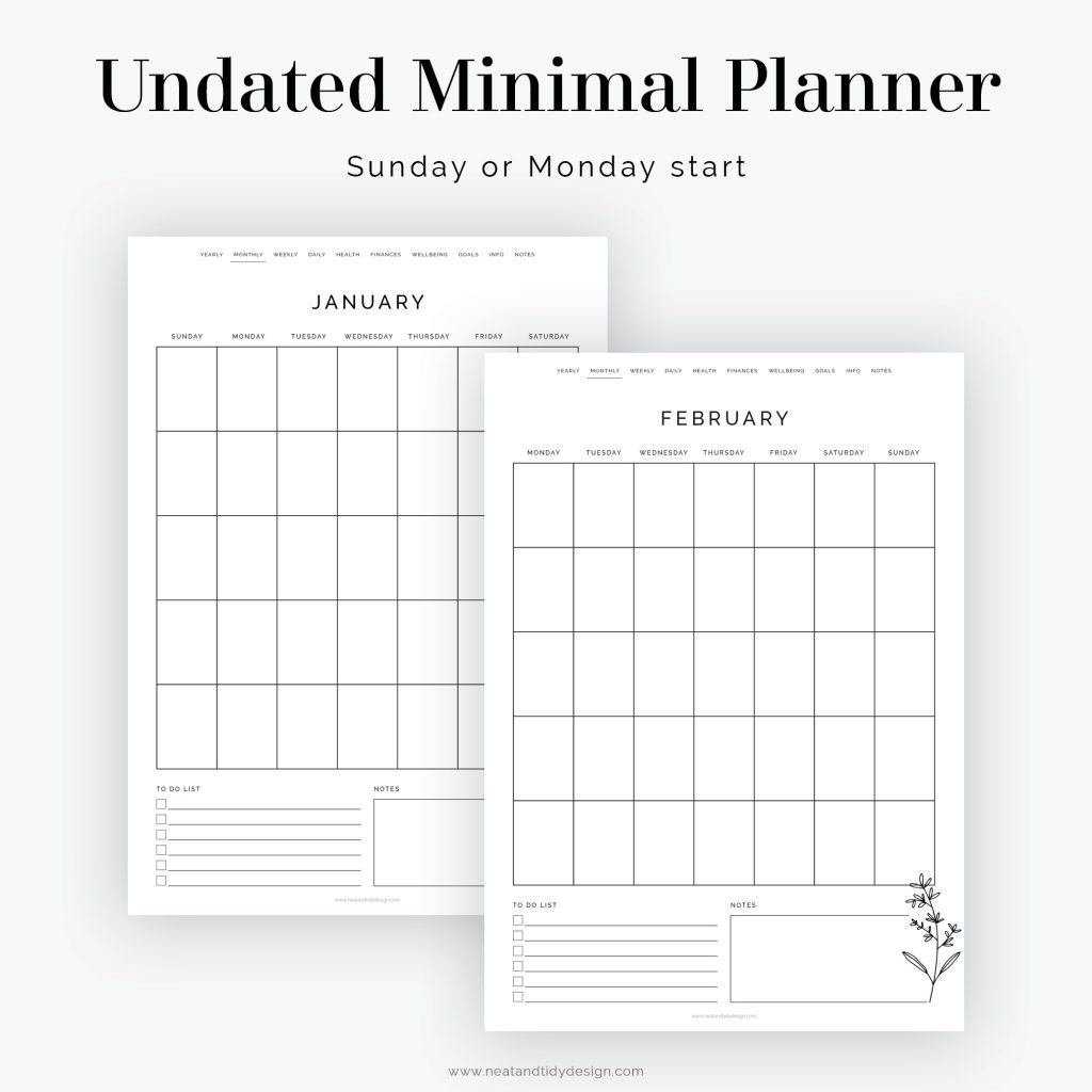 Digital Undated Planner for GoodNotes - Neat and Tidy Design