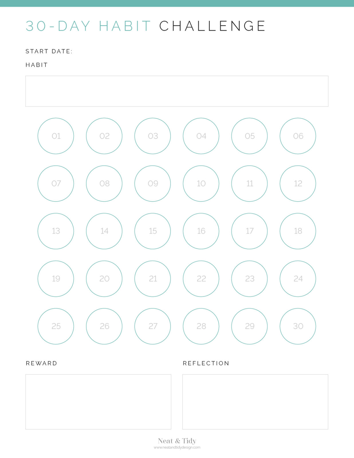 30-Day Habit Challenge - Neat and Tidy Design
