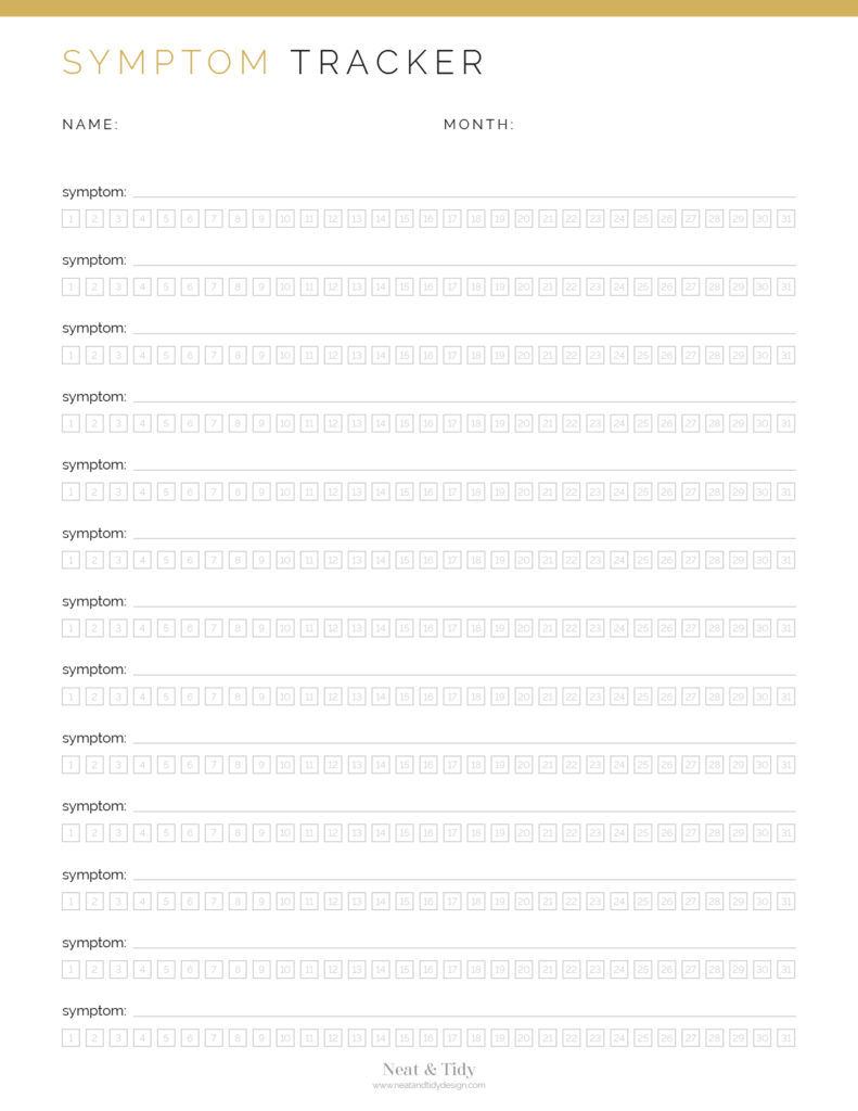 Symptom Tracker (2 layouts) - Neat and Tidy Design