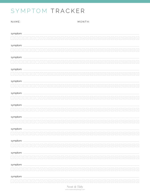 Symptom Tracker (2 layouts) - Neat and Tidy Design