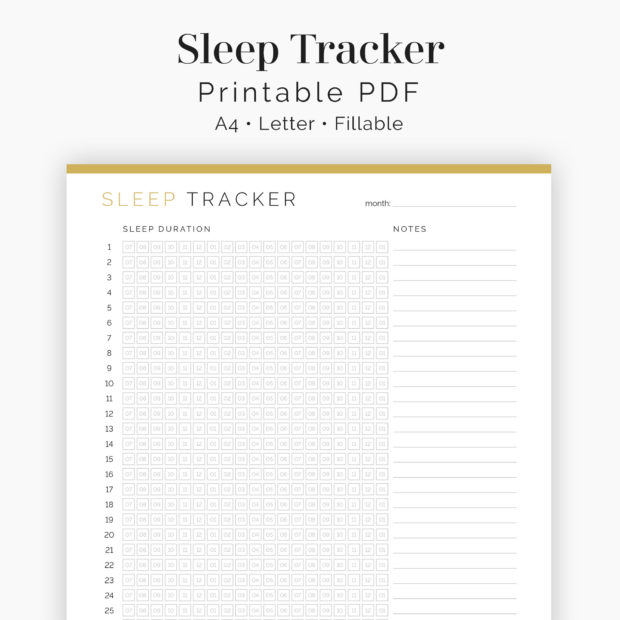 Monthly Sleep Tracker - Neat and Tidy Design