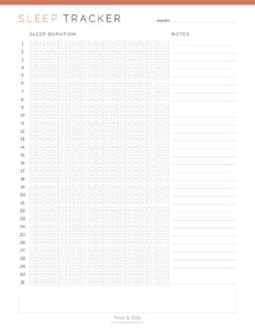 Monthly Sleep Tracker - Neat and Tidy Design