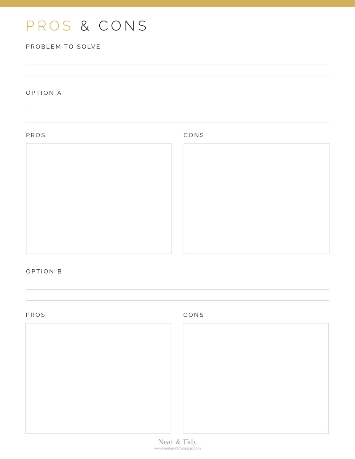 Pros and Cons Lists (2 layouts) - Neat and Tidy Design