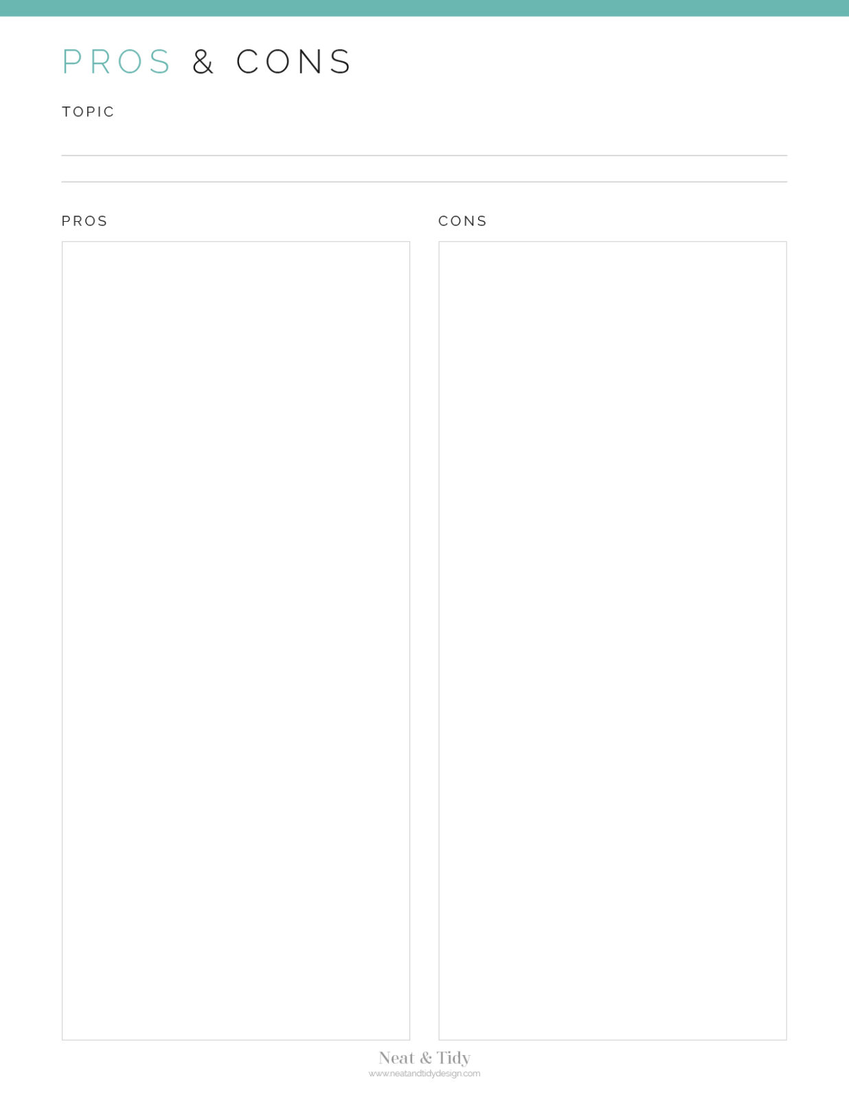 Pros and Cons Lists (2 layouts) - Neat and Tidy Design