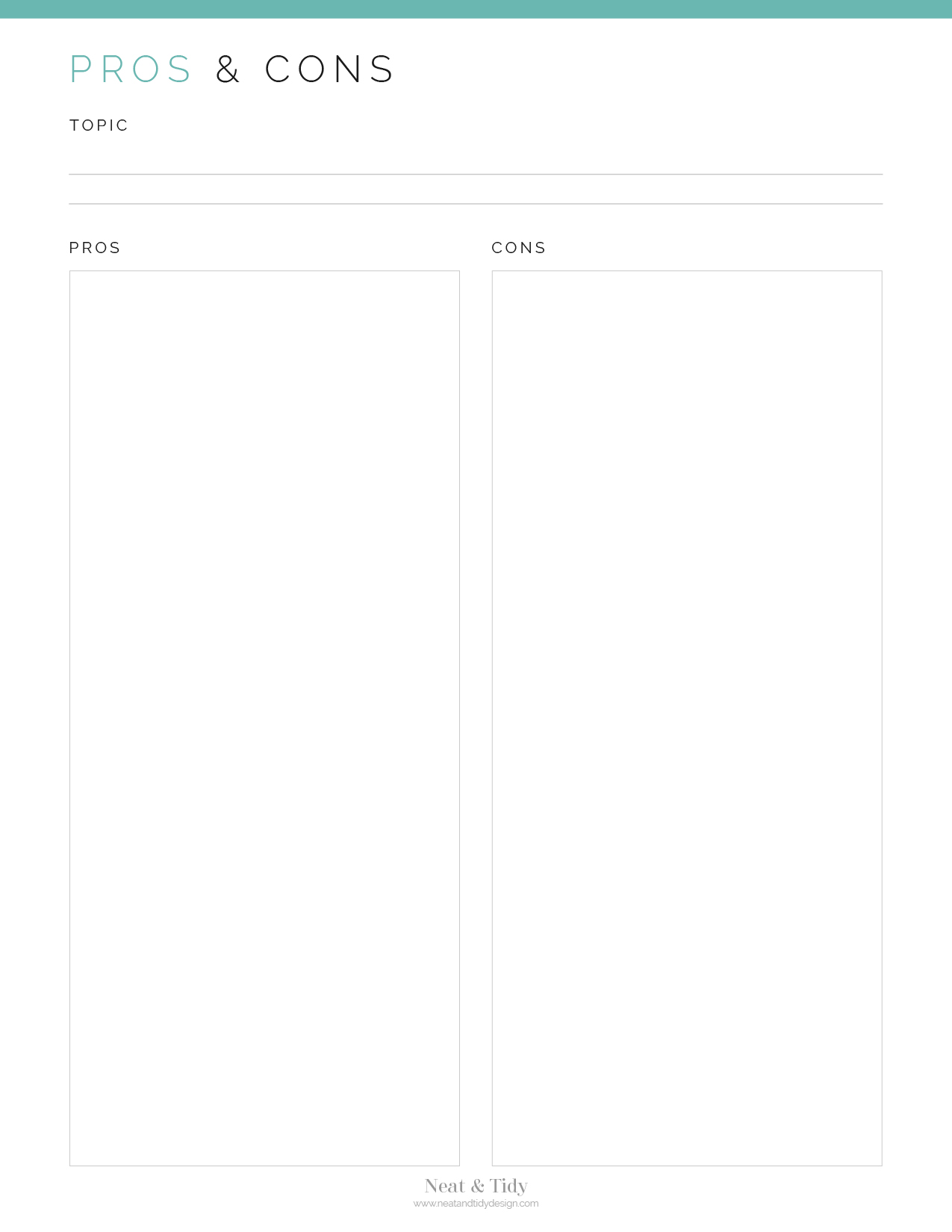 Pros and Cons Lists (2 layouts) - Neat and Tidy Design