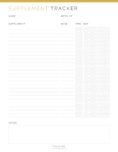 Supplement Tracker - Neat and Tidy Design