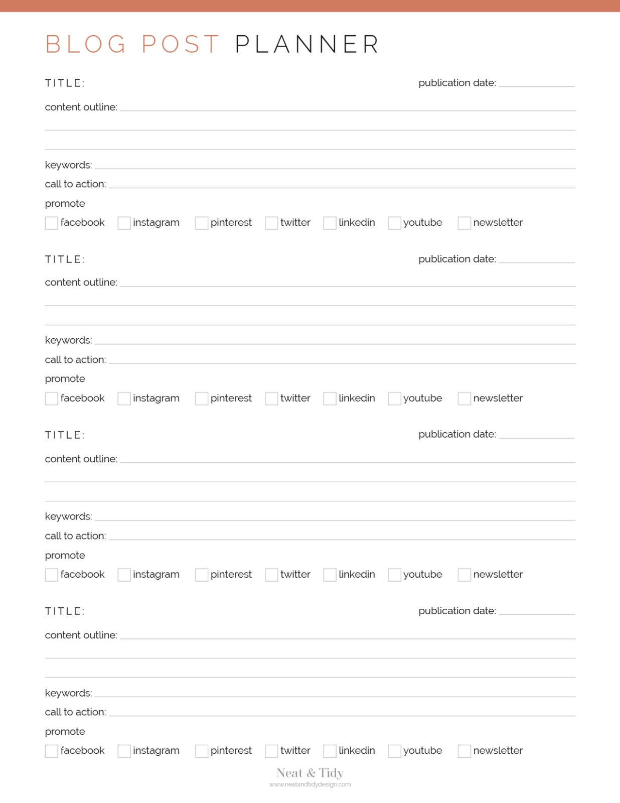 Blog Planner Kit - Neat and Tidy Design