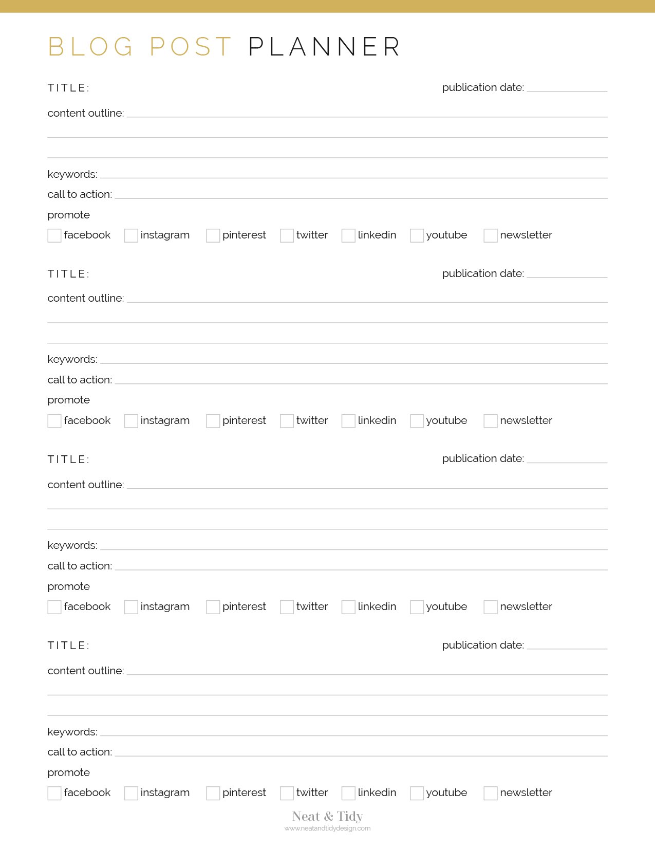 Blog Post Planner - Neat and Tidy Design