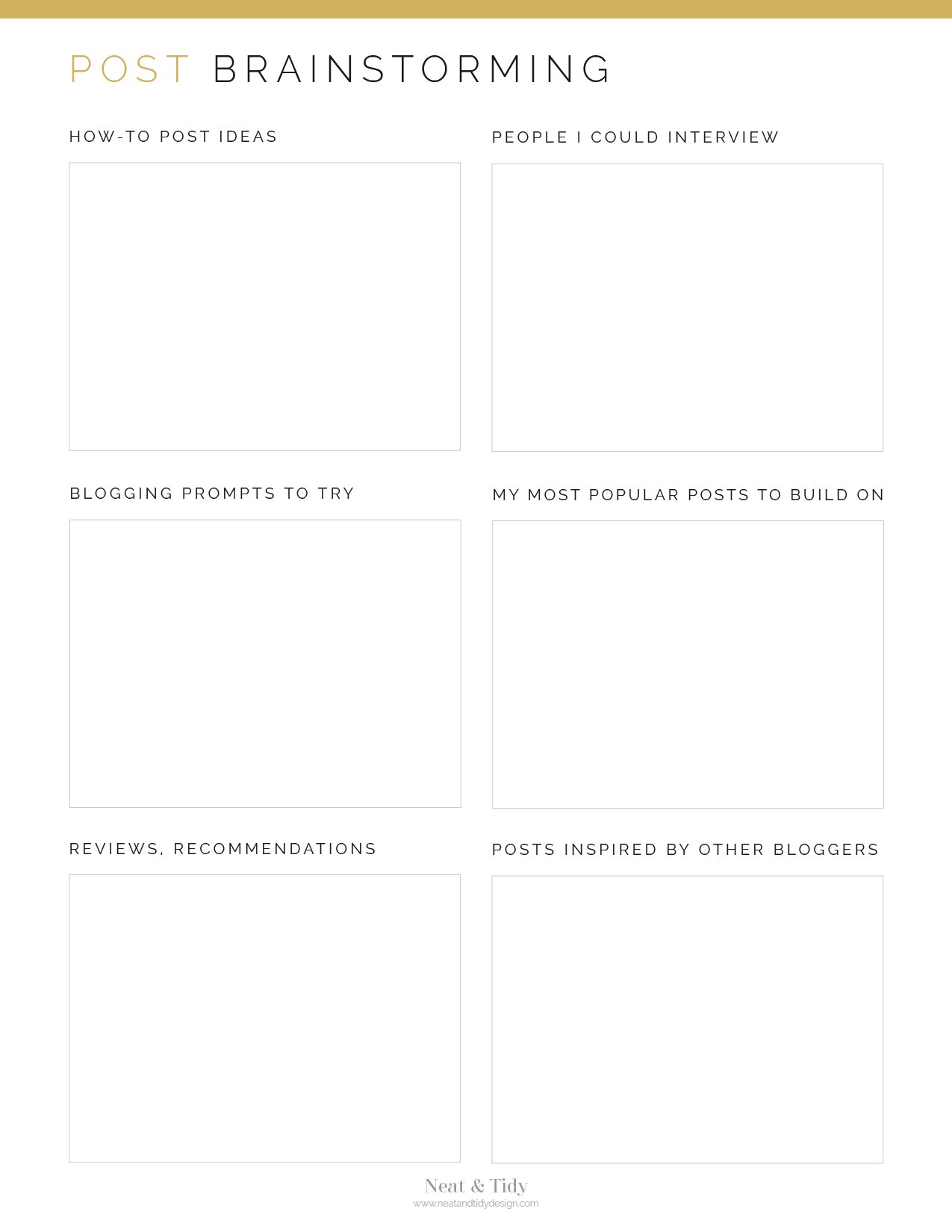 Blog Post Brainstorming - Neat and Tidy Design
