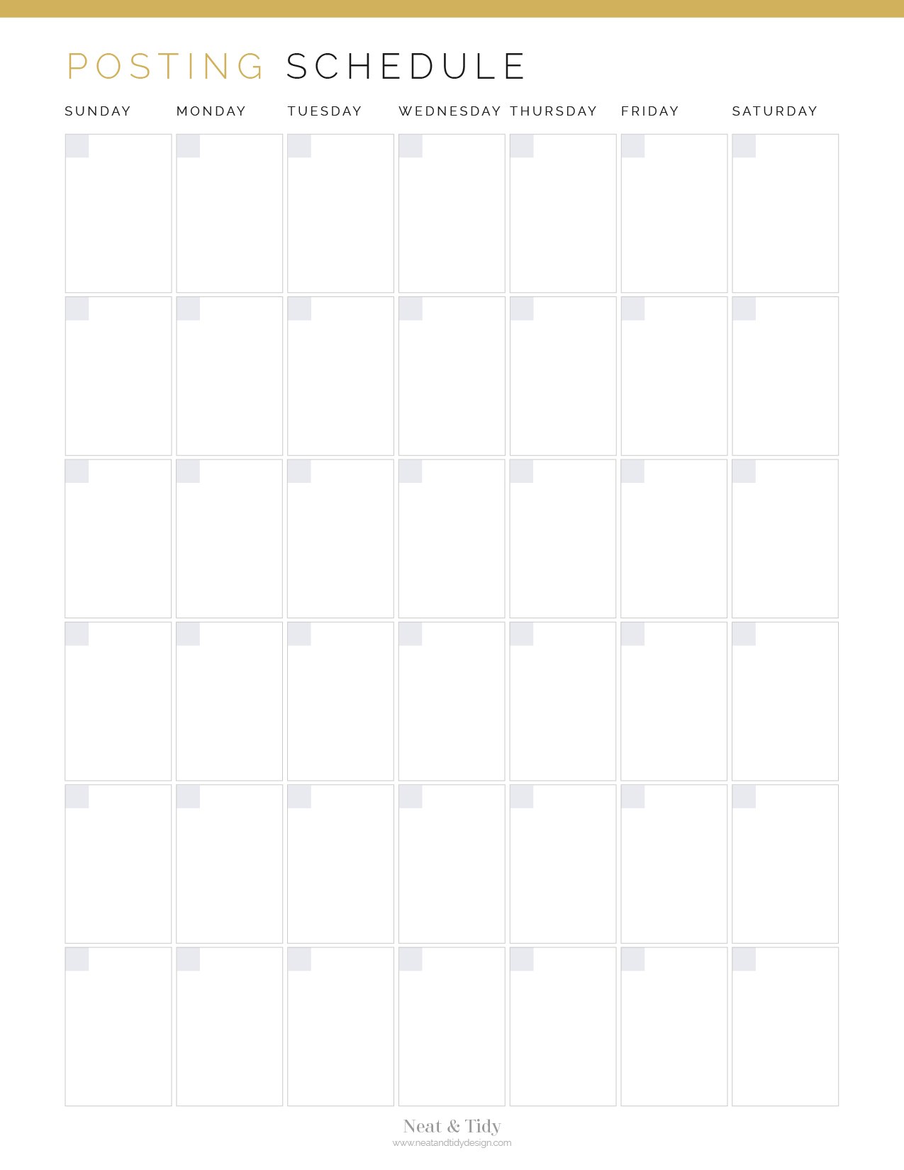 Blog Posting Schedule - Neat and Tidy Design