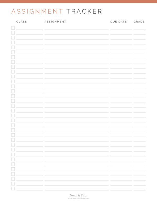 Exam & Assignment Trackers - Neat and Tidy Design