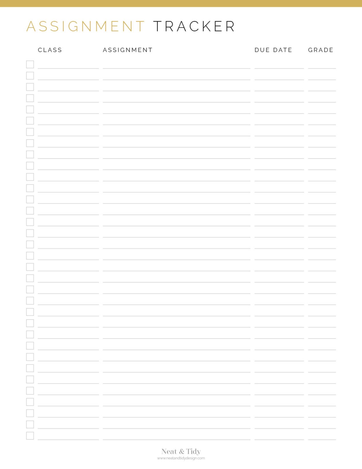 Exam & Assignment Trackers - Neat and Tidy Design