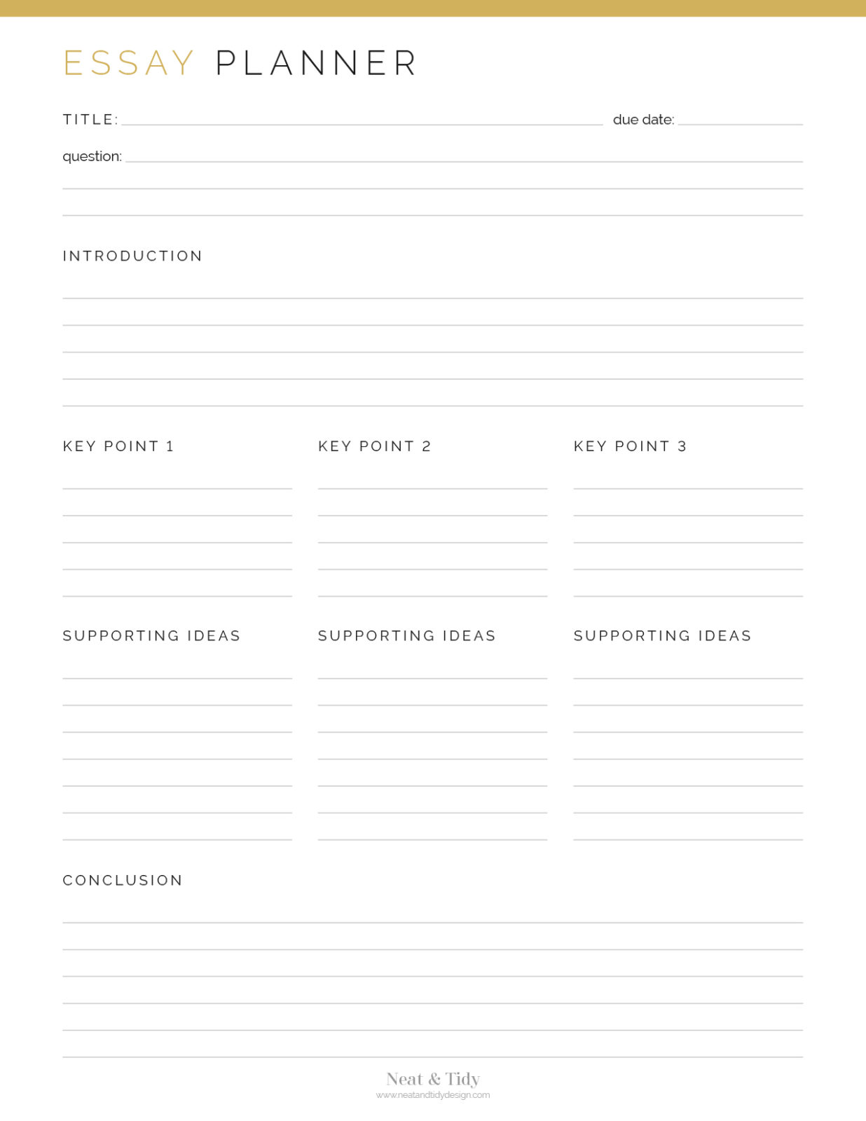 Essay Planner - Neat and Tidy Design