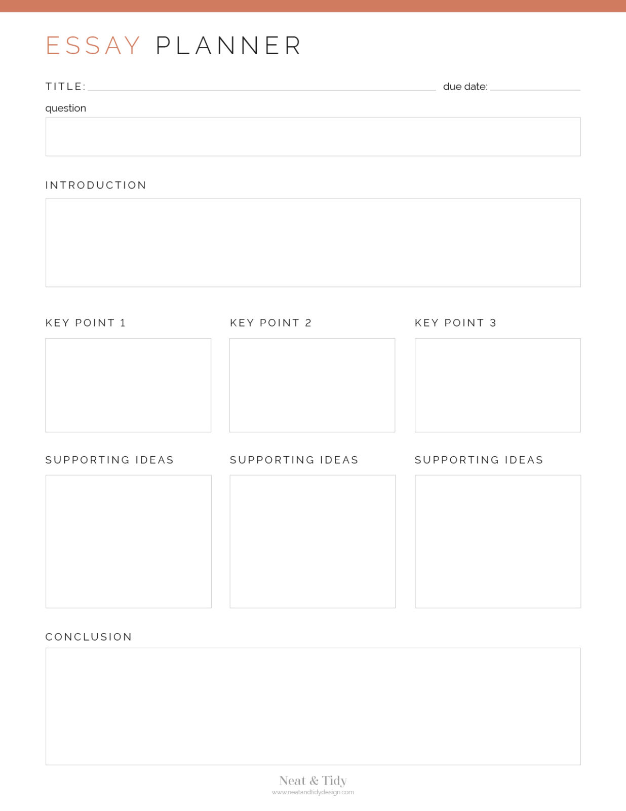 Essay Planner - Neat and Tidy Design