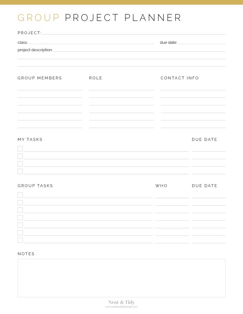 Group Project Planner - Neat and Tidy Design
