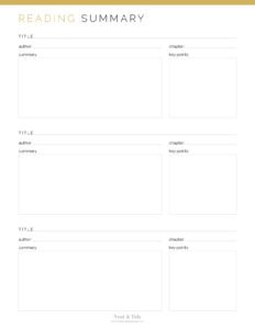 Reading Journal Kit - Neat and Tidy Design