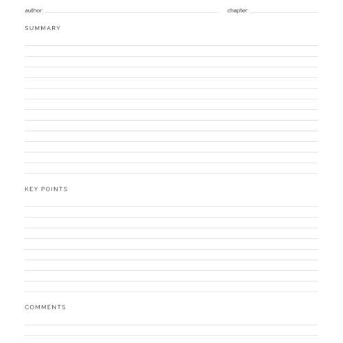 Reading Summary (Lined & Unlined) - Neat and Tidy Design