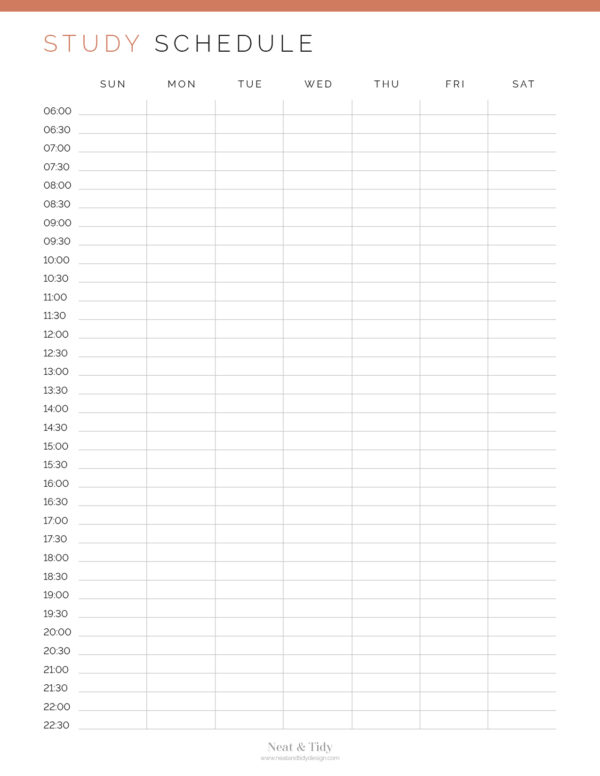 Daily & Weekly Study Schedule - Neat and Tidy Design