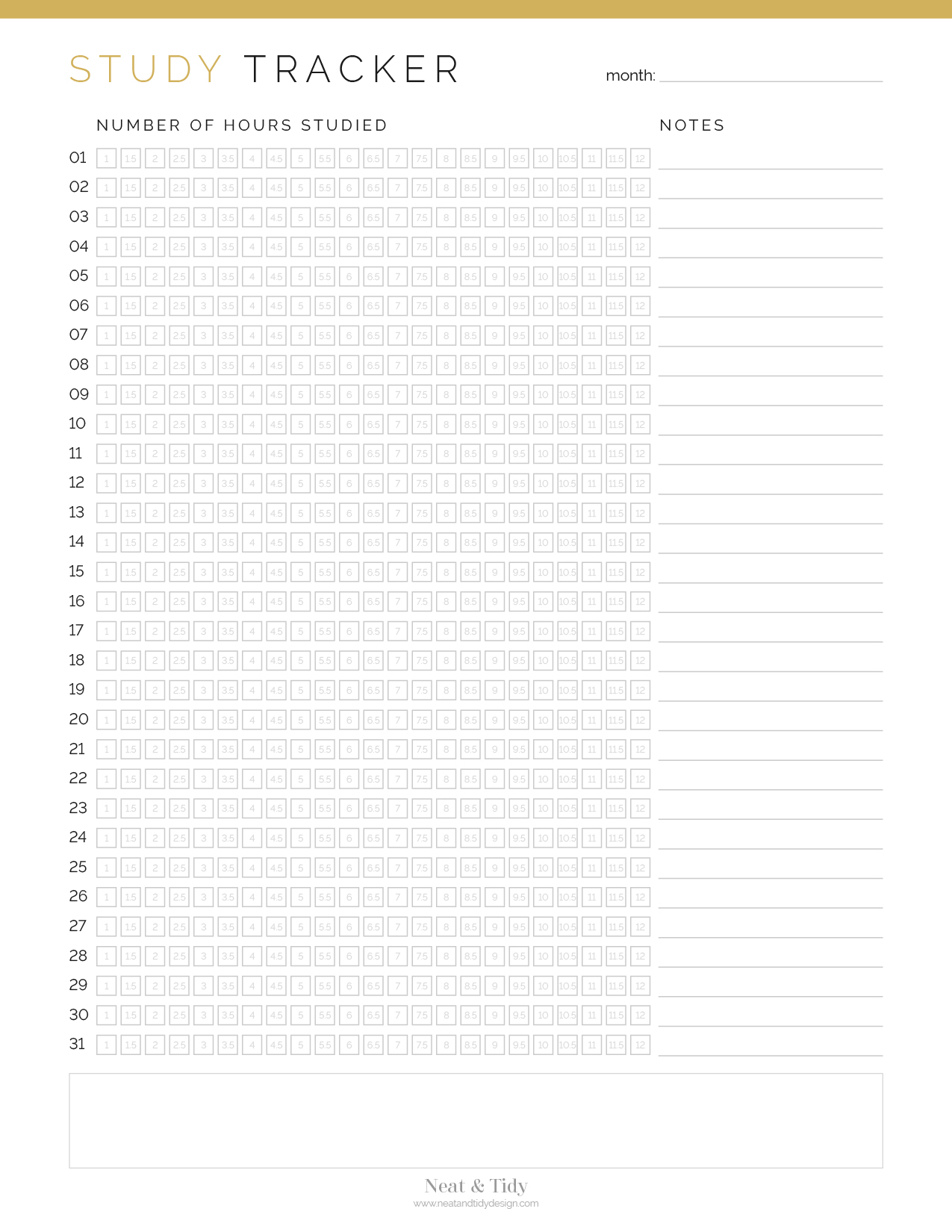 Study Time Tracker - Neat and Tidy Design