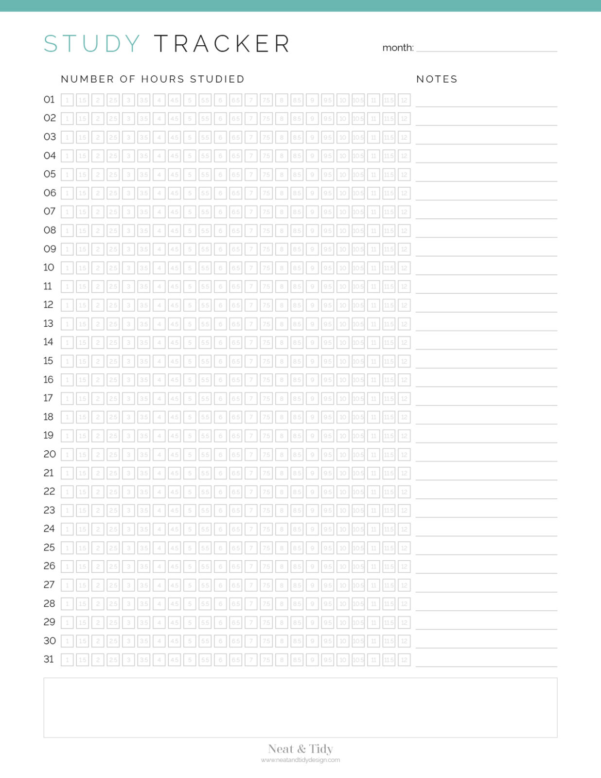 Study Time Tracker - Neat and Tidy Design