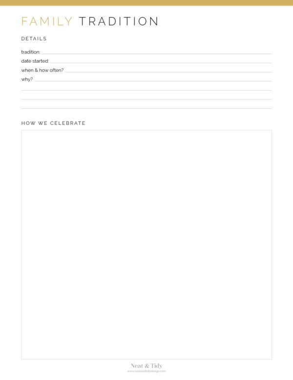 Family Traditions - Neat and Tidy Design