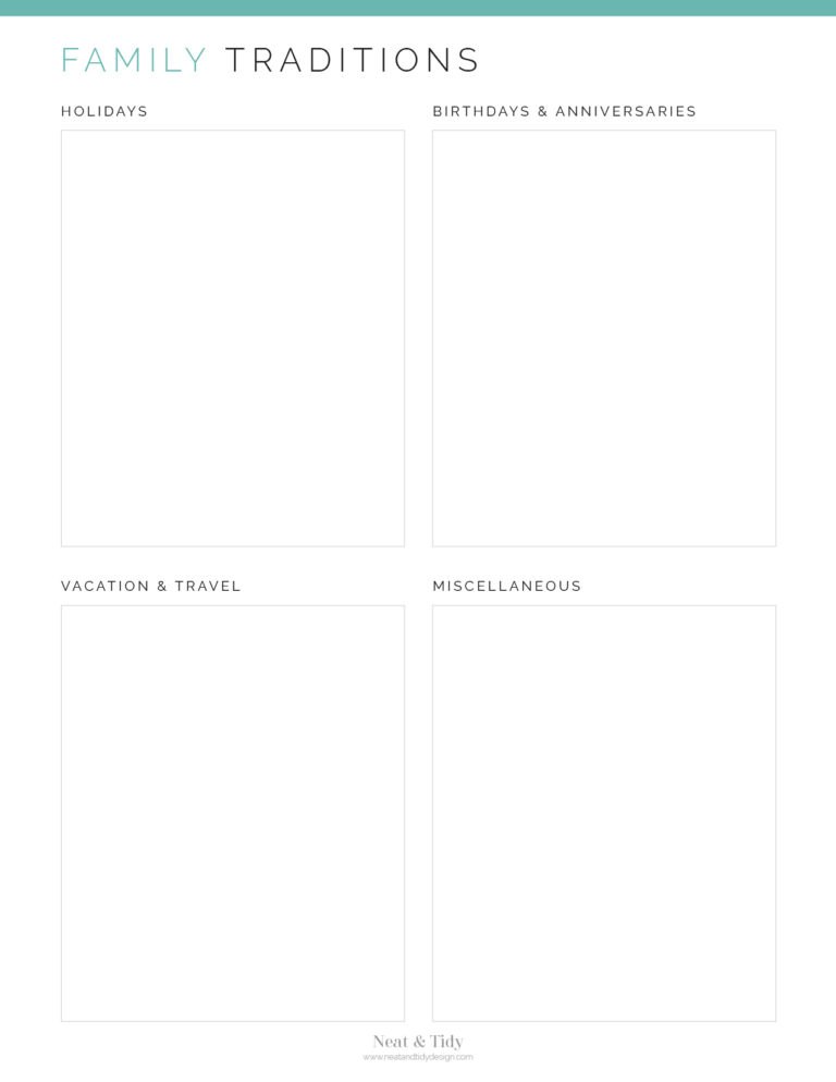 Family Traditions - Neat and Tidy Design