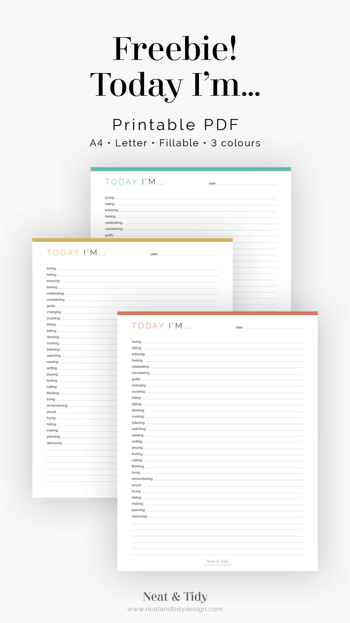 Freebie: Get to know yourself with the Today I'm... printable - Neat ...