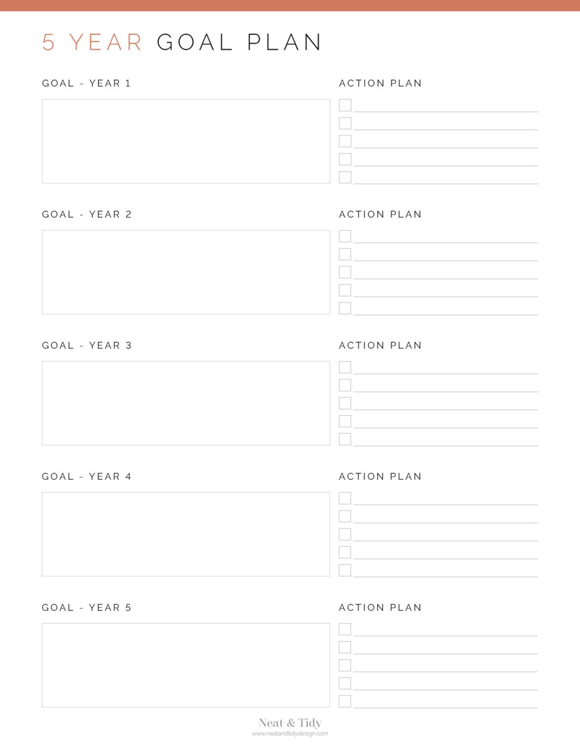 5 Year Goal Plan - Neat and Tidy Design