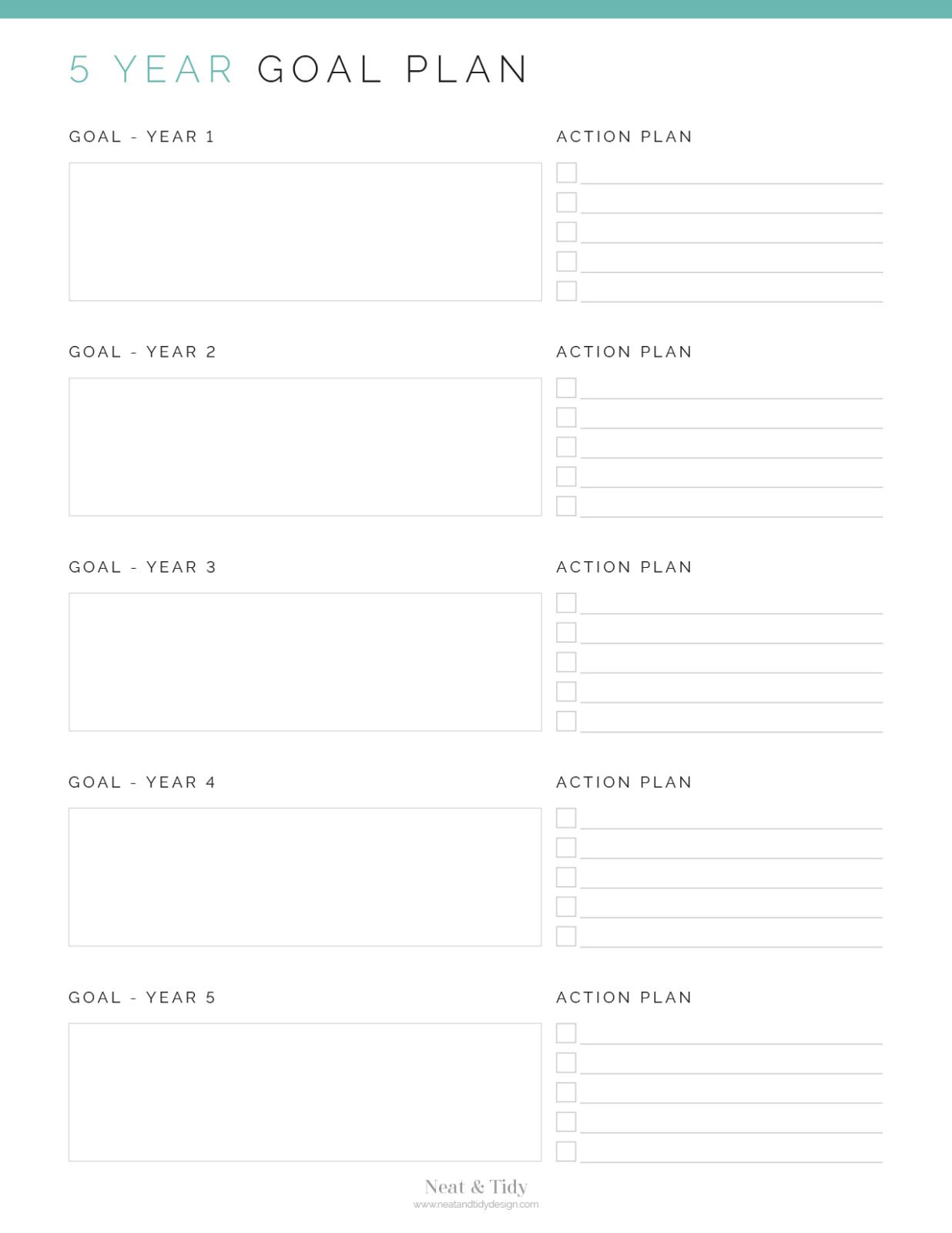 5 Year Goal Plan - Neat and Tidy Design