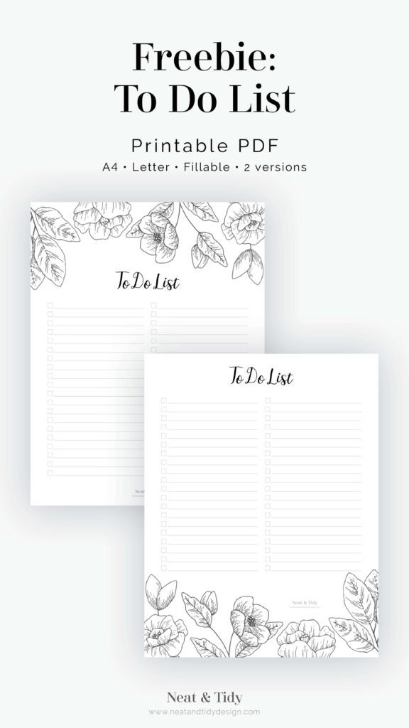 Free Printable Floral To Do List - Neat and Tidy Design