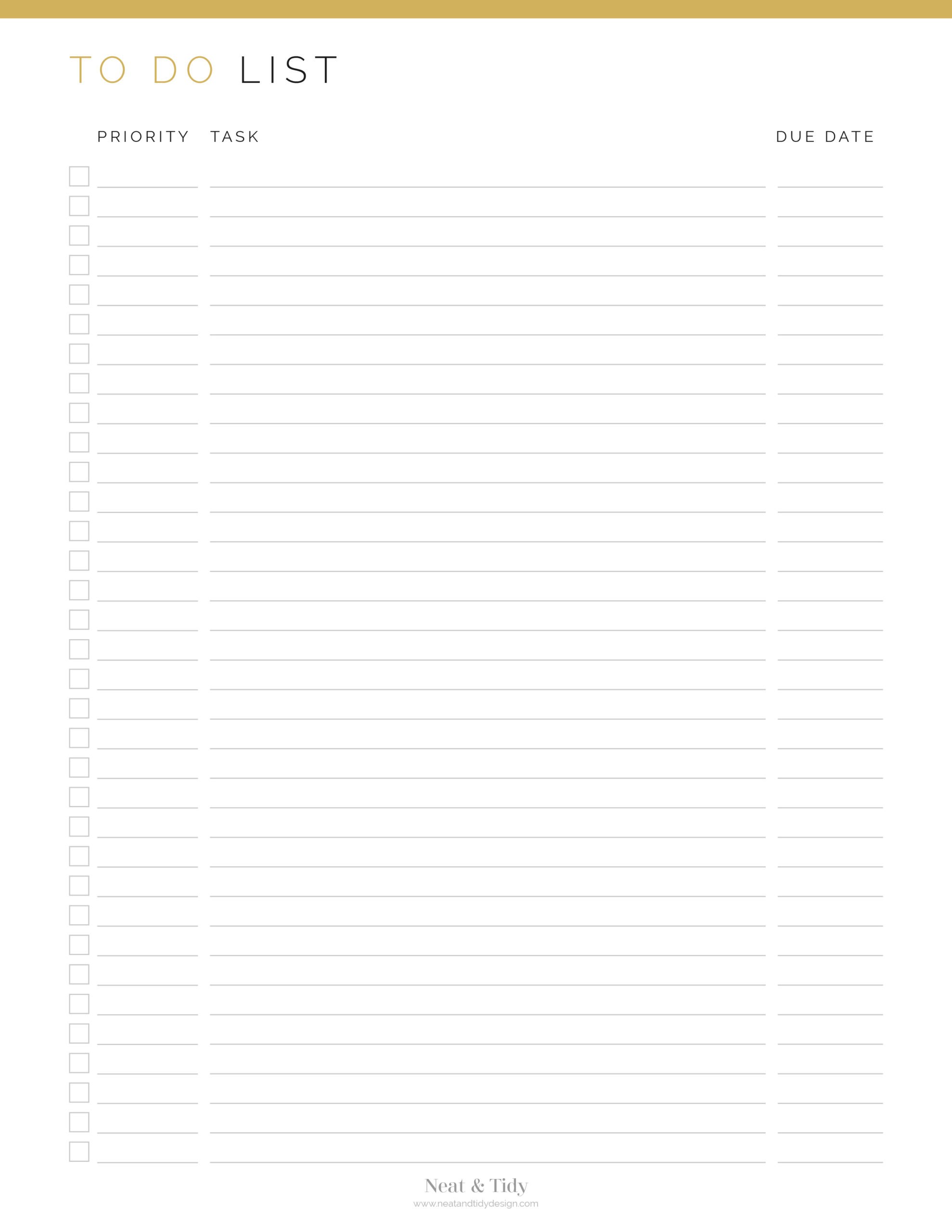 Prioritized To Do List - Neat and Tidy Design