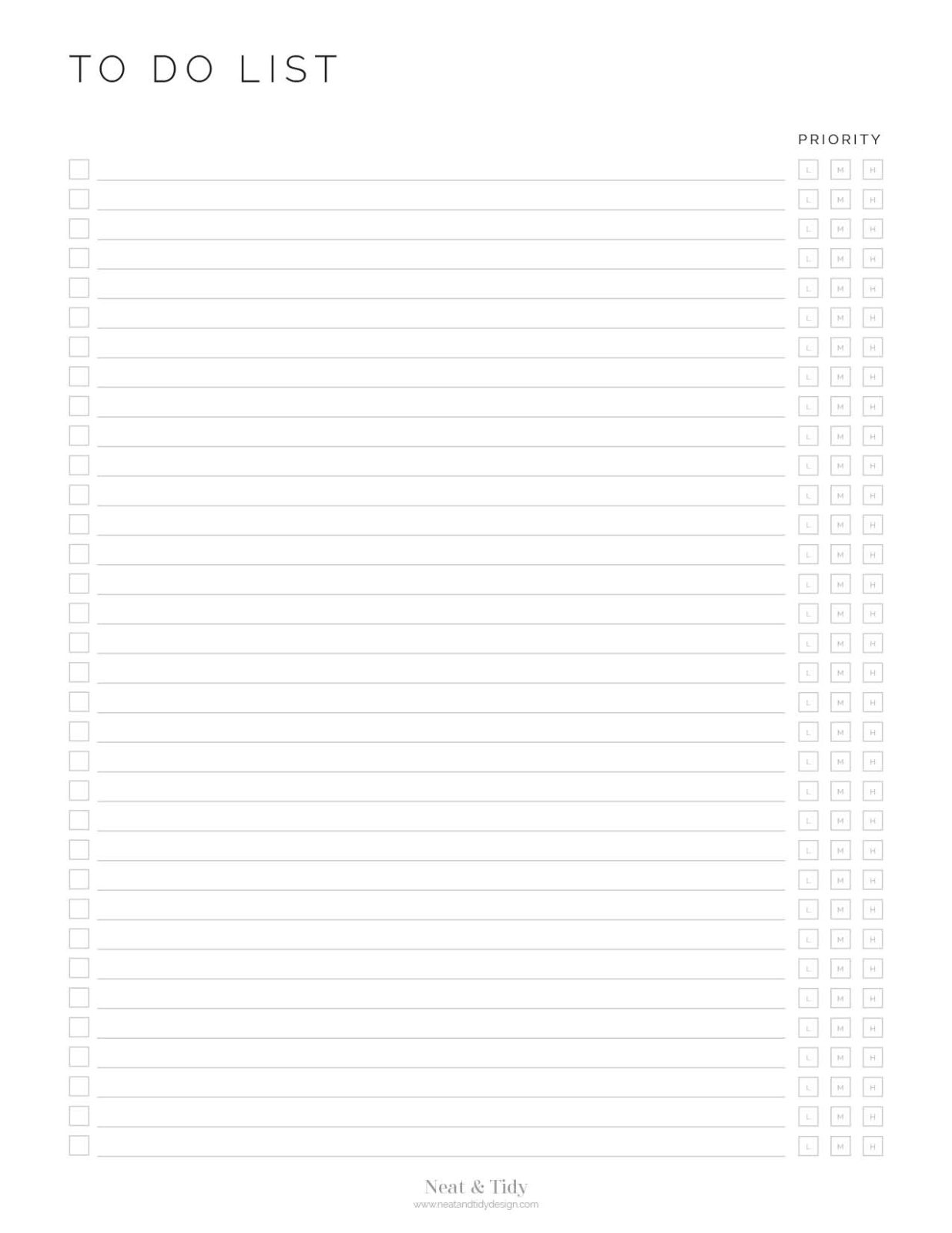 Prioritized To Do List - Neat and Tidy Design