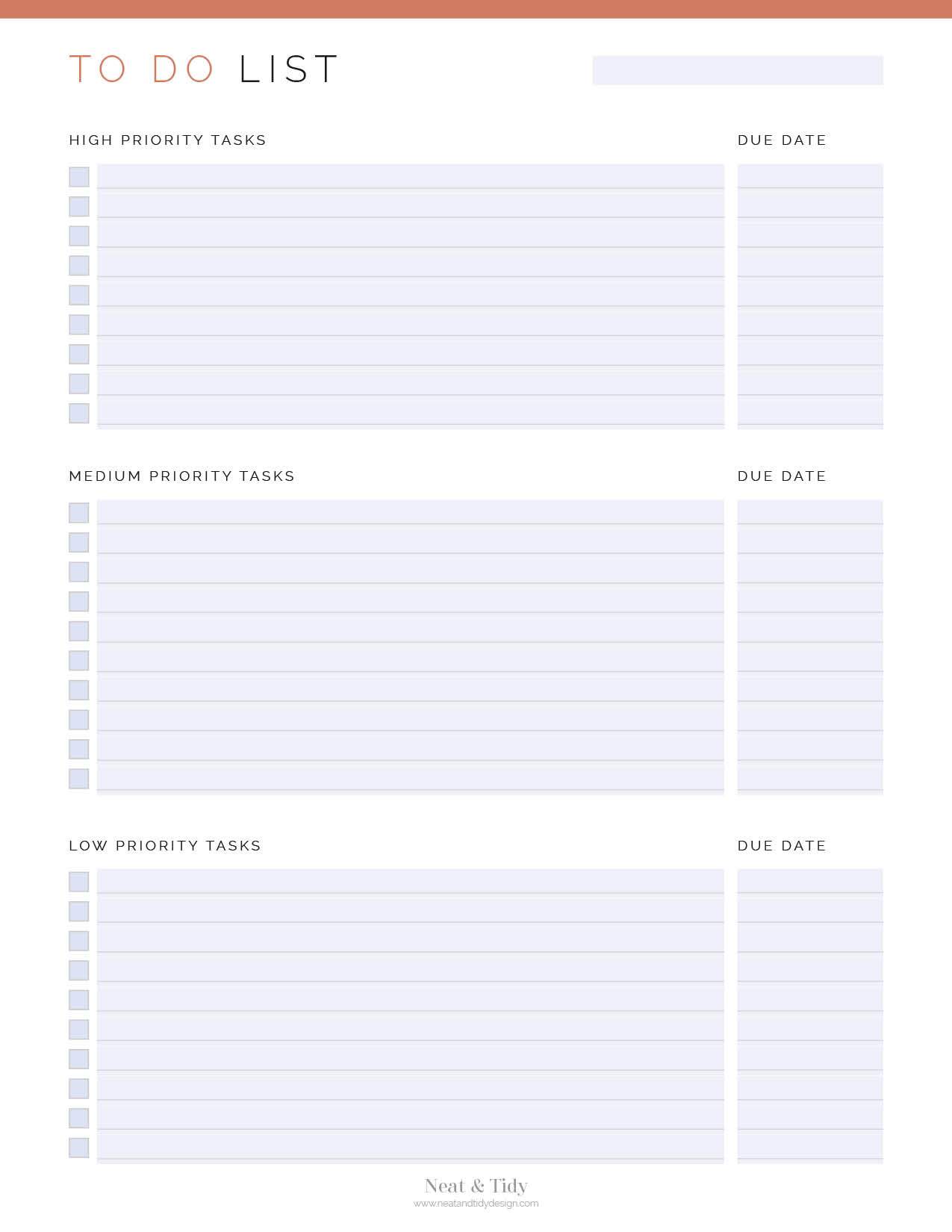 Prioritized To Do List - Neat and Tidy Design
