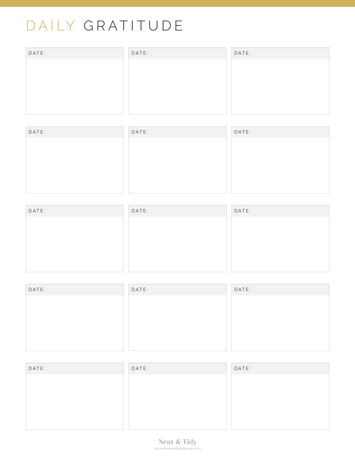 Daily Gratitude Log - Neat and Tidy Design