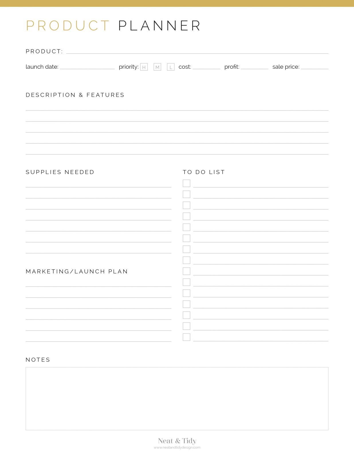 Product Planner - Neat and Tidy Design