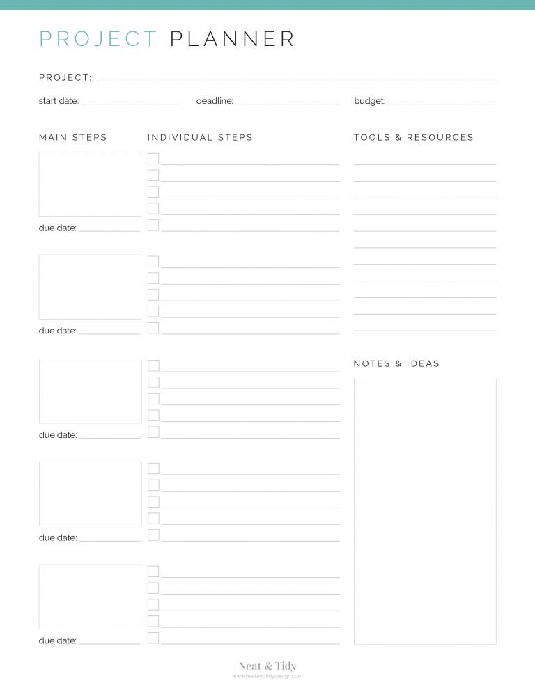 Project Planner - Neat and Tidy Design