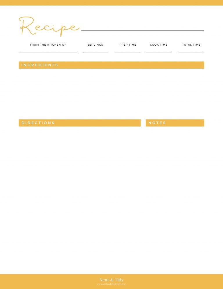 Colourful Recipe Cards v9 - Neat and Tidy Design