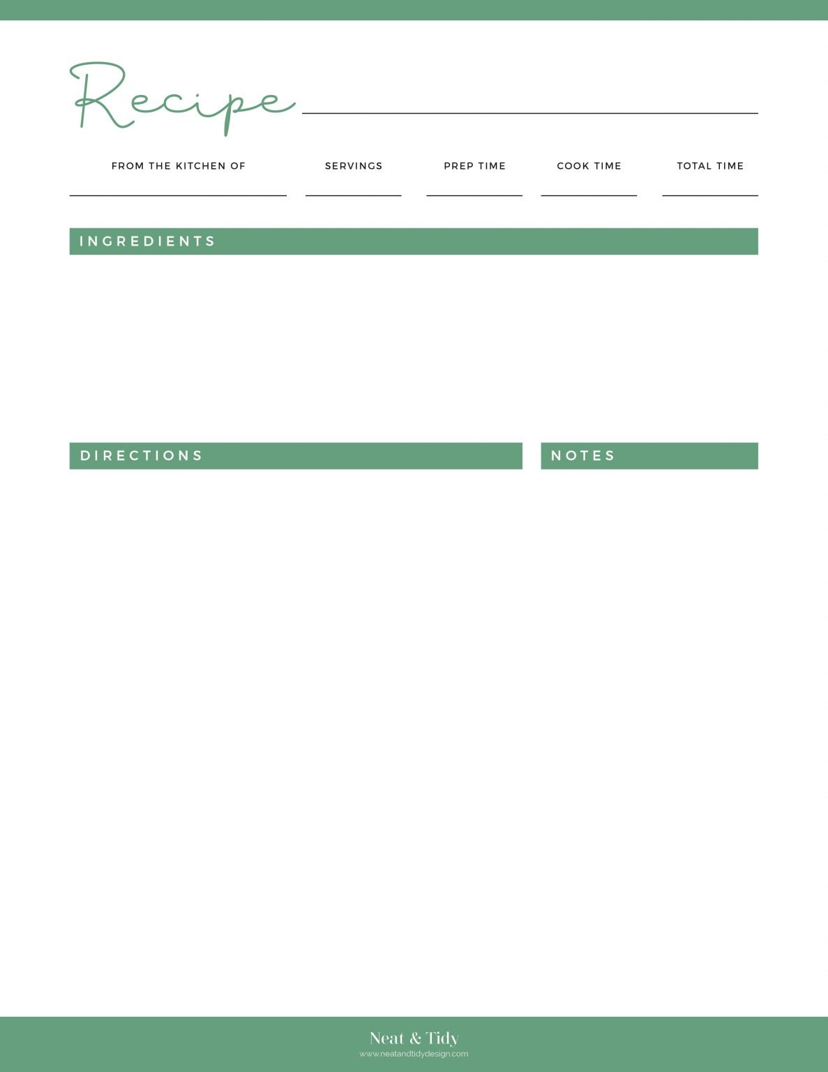 Colourful Recipe Cards v9 - Neat and Tidy Design