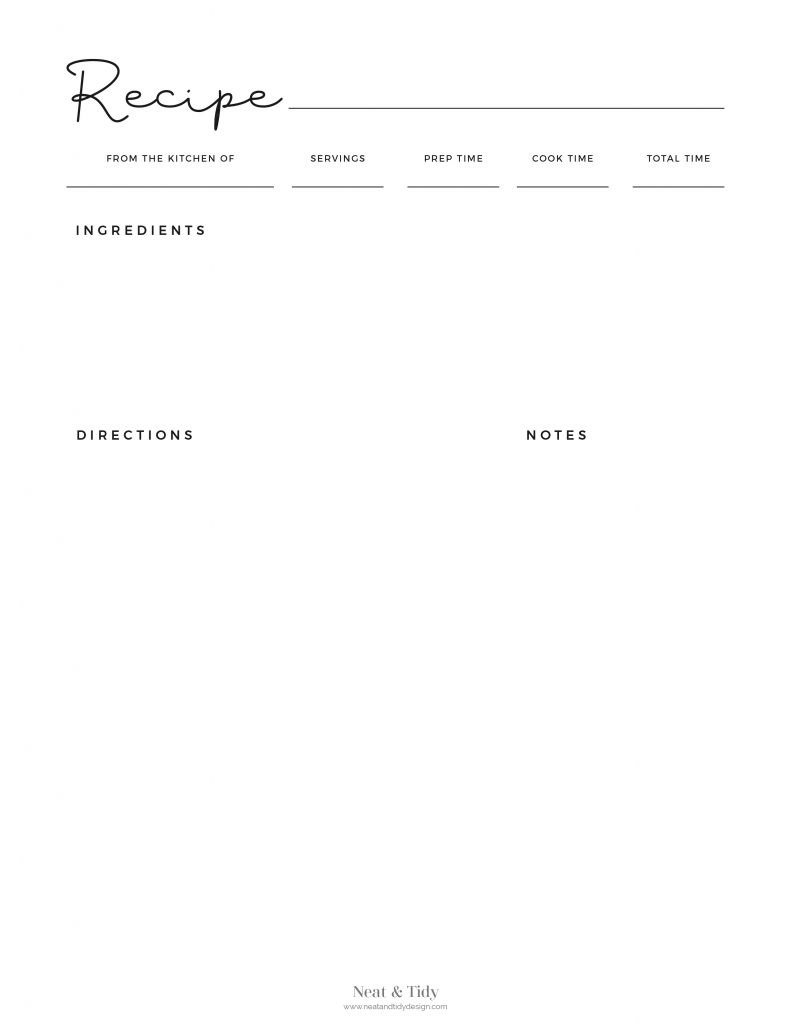 Colourful Recipe Cards v9 - Neat and Tidy Design