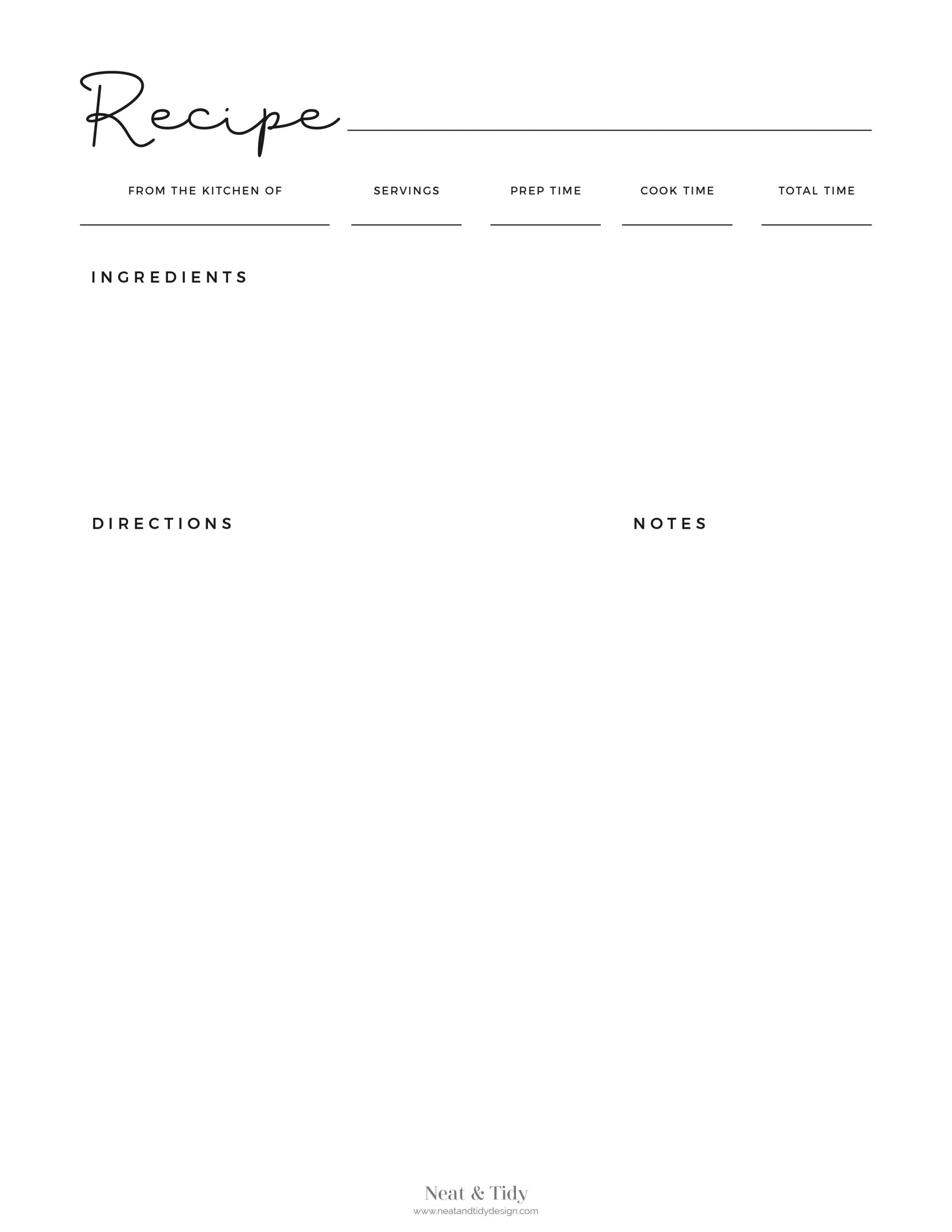 Colourful Recipe Cards v9 - Neat and Tidy Design