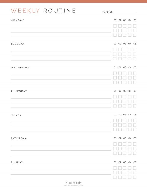 Daily & Weekly Routines Planner - Neat and Tidy Design