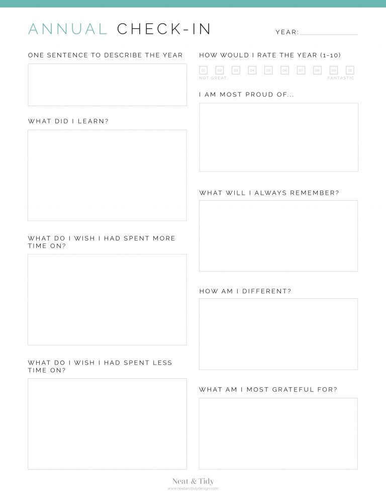 Review/Check-in Guided Journal Pages Kit - Neat and Tidy Design