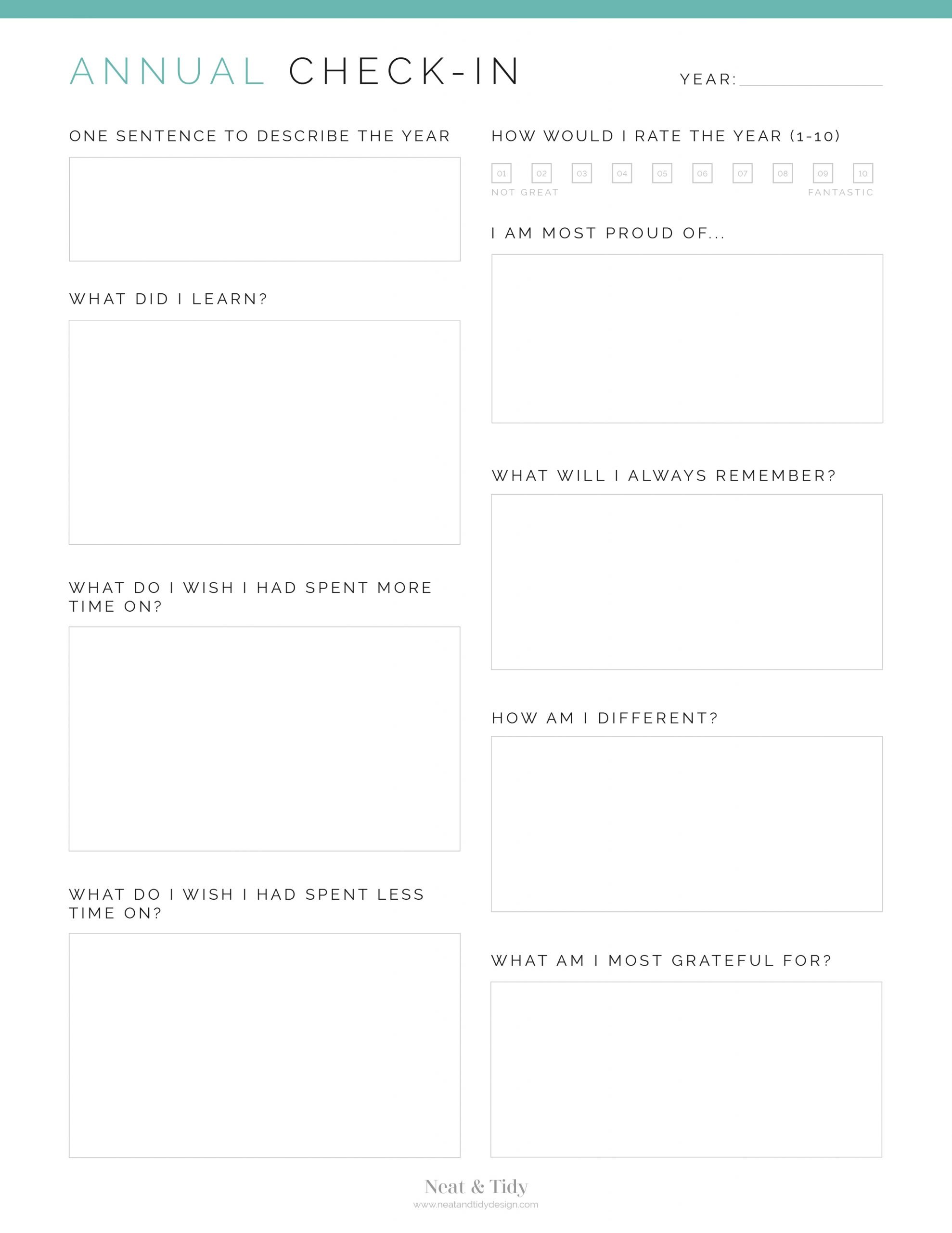 Review/Check-in Guided Journal Pages Kit - Neat and Tidy Design