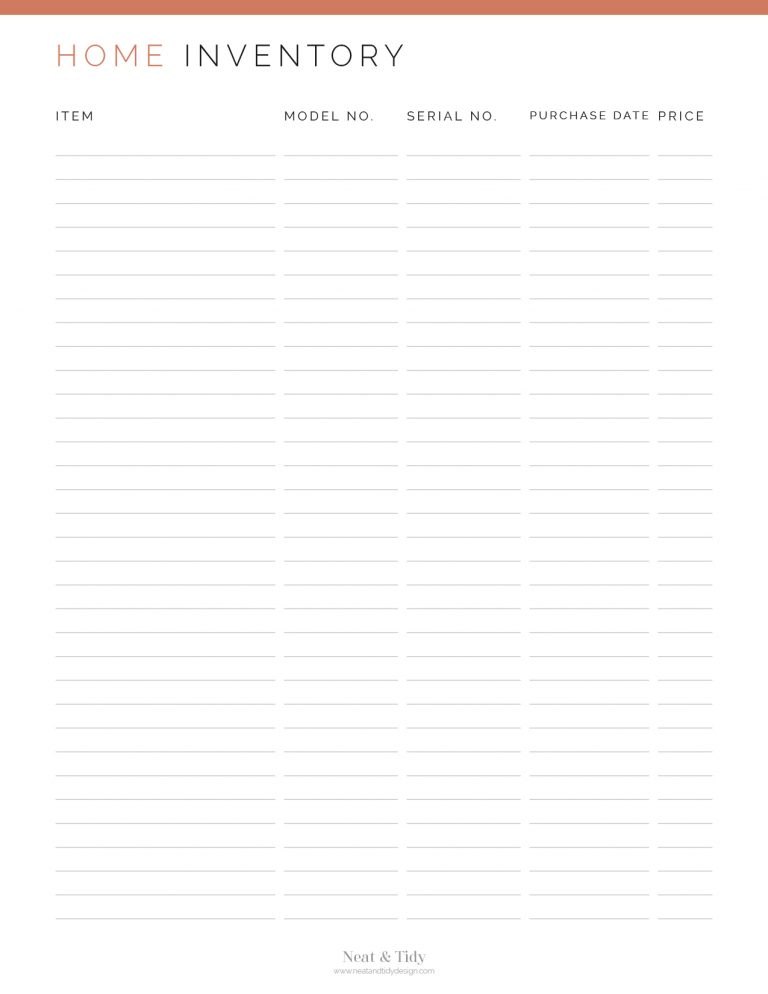 Home Inventory Log - Neat and Tidy Design