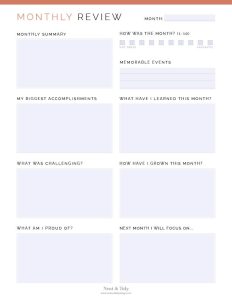 Review/Check-in Guided Journal Pages Kit - Neat and Tidy Design